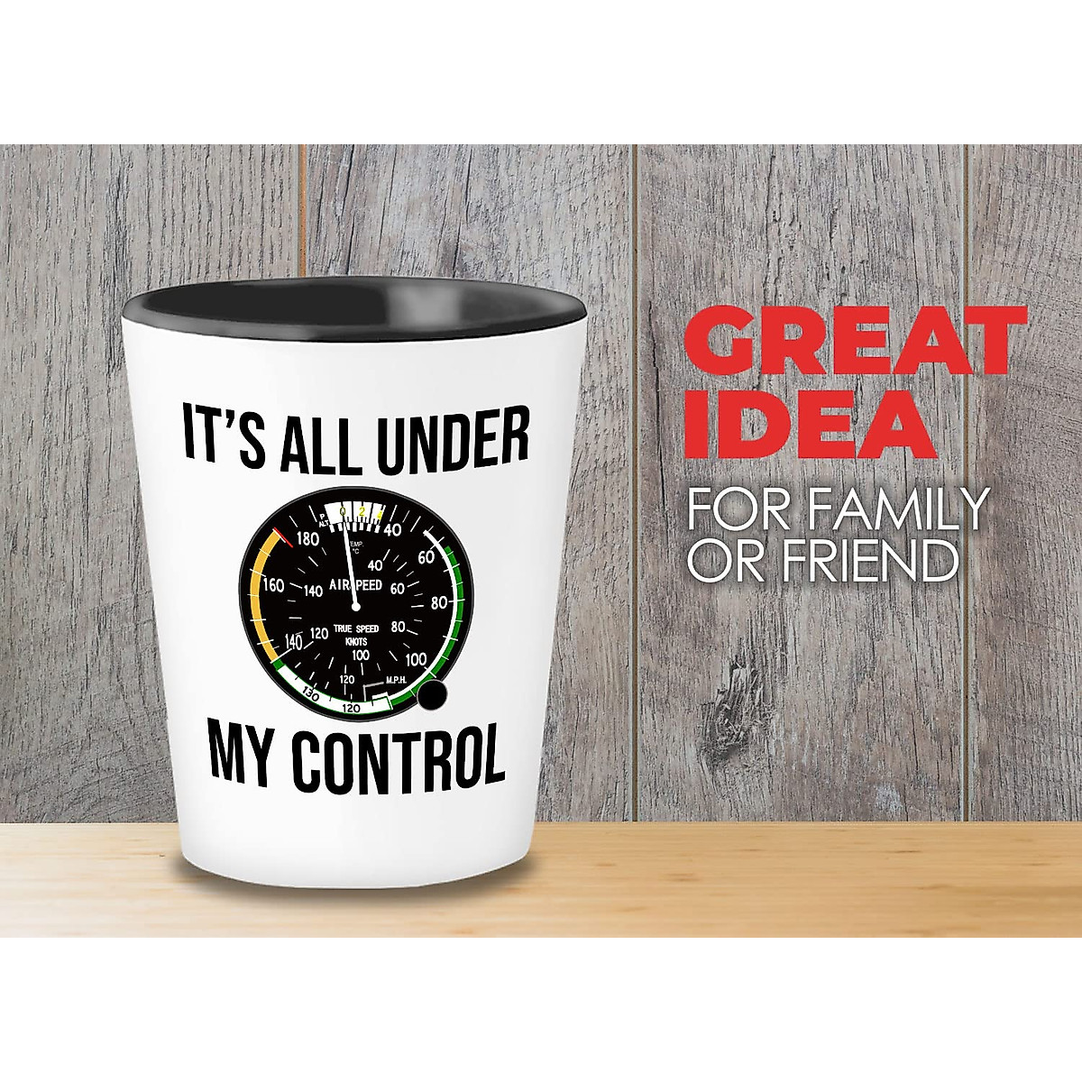 Bubble Hugs Pilot Shot Glass 1.5oz - It's All Under My Control - Airplane Job Flight Deck Staff Worker Sky Fly Captain Private Jet Aviator Career