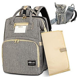 Baby Diaper Bag Backpack with Changing Pad, Happy Luoka Baby Bag Backpack for Boys Girls, Baby Registry Search, Newborn Essentials Must Haves Shower Gifts, Grey