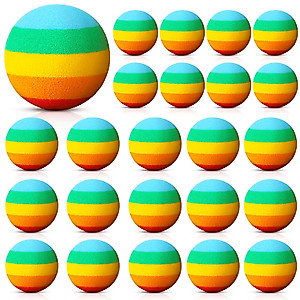 Deekin 24 Pcs Power Refill Balls Soft Foam Balls for Guns Toy, Power Refill for Replacement Reduction Stress, Age Over 12(Rainbow Color)