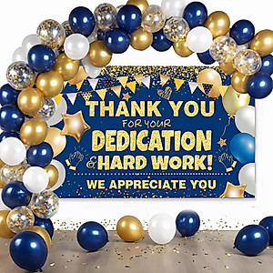 We Appreciate You Decorations Blue Gold We Appreciate You Banner with Balloons Arch Kit Thank You Backdrop for Teacher Employee Staff Doctors Nurse Poaster Volunteer Appreciation Week Party Decor