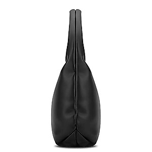 Puffer Hobo Bag, Women Leather Shoulder Bag Handbags Winter Soft Padded Tote Purse, Black