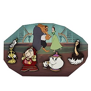 Loungefly Disney Beauty and the Beast Library Scene 4pc Pin Set