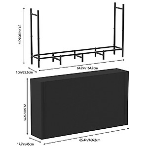 NORCEESAN Outdoor Firewood Rack Holder Heavy Duty Log Holder Wood Storage Rack with Cover 5.3Ft Wood Holder for Fireplace Indoor Firewood Storage with Oxford Fabric Cover, Metal