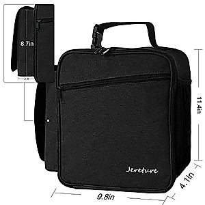 Jereture Lunch Box for Men, Women, Compact Adult Insulated Lunch bag with paper towel bag - Lunch Pail Work Office Cooler, Soft, Leakproof, Fashion. Suit to men, women,work,office,beach (Black)