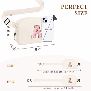 Aganmi Chenille Letter Crossbody Bags for Women Trendy, Waterproof Fanny Packs for Women Cross Body, Initial Letter Belt Bag with Multiple Inner Pockets and Adjustable Strap,N