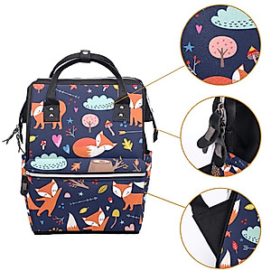 Shiiny Comic Cartoon Fox Diaper Bag Backpack for Baby Care, Multi Function Waterproof and Cooler Tote Travel Backpack (Nappy Bag, Tissue Pocket)