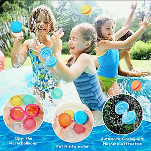 Reusable Water Balloons,Self-Sealing Water Bomb for Kids Adults,Silicone Water Ball Easy Quick Fill Summer Toy,Soft & Safe Fun Splash Water Bomb Party Supplies(6 PCS)