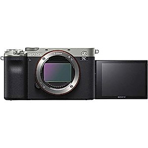 Sony Alpha a7C Mirrorless Digital Camera (Body Only, Silver) (ILCE7C/S) + 64GB Memory Card + 2 x NP-FZ-100 Battery + Corel Photo Software + Case + Card Reader + LED Light + More (Renewed)