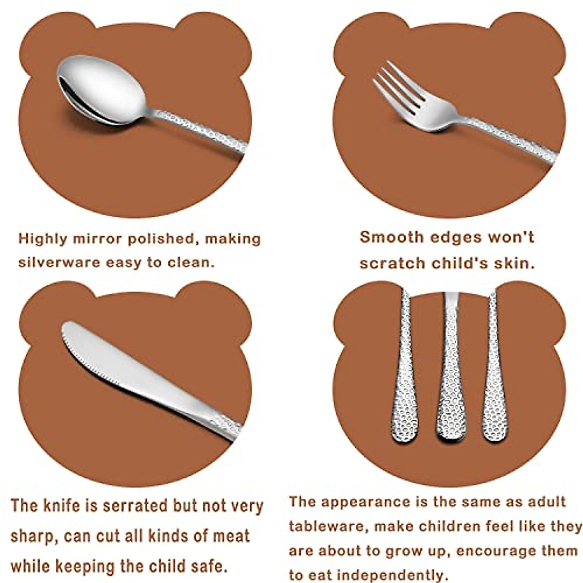 12-Piece Toddler Kids Silverware Set, HaWare Stainless Steel Hammered Flatware Cutlery, Children Tableware Includes 4 Spoons 4 Forks 4 Butter Knives, Ideal for Preschooler, Dishwasher Safe