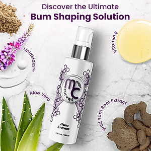 Major Curves Bum Cream - Get that Brazilian BumBum Booty Fast, Helps Lift, Tone, Tighten and Reduce Appearance of Cellulite - 2 Month Supply, Huge 6oz Bottle