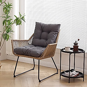 Tiita Outdoor/Indoor Seat Cushion with Ties Waterproof Wicker Seat Chair Cushion Memory Foam Patio Chair Pads for All-Weather Wicker Dinettes/Antique Porch Swings and Porch Rocker (Dark Grey)