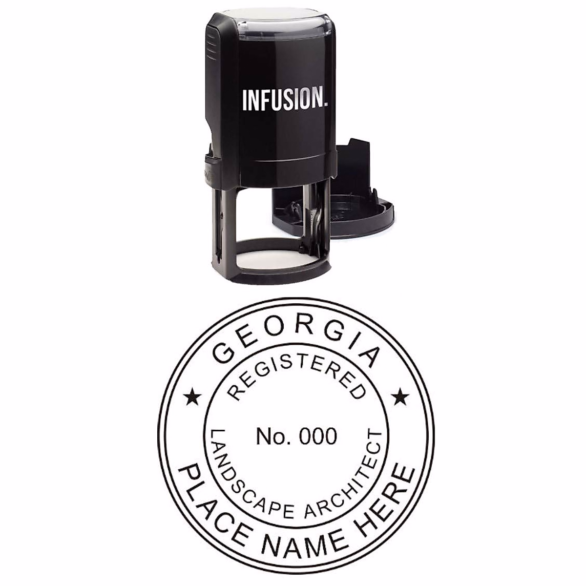 Infusion Personalized Georgia Architects, Engineers & Land Surveyors State Seals, Landscape Architect, 1-5/8" Round Self-Inking Stamp