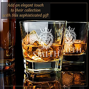 Decanter Set with Glasses Personalized, 3 PC - 25 Icon Options, Engraved Liquor, Whiskey Decanter Set with State Name, Last Name & Date, Classy Gifts for Men, Dad, Husband, Anniversary