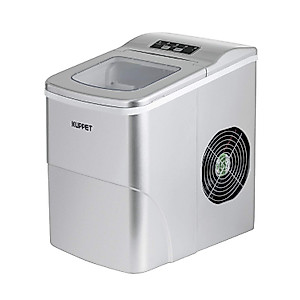 KUPPET Ice Maker Machine for Countertop, Portable Automatic Ice Maker with LCD Display, 9 Ice Cubes Ready in 6min, 26 lbs/Day - for Parties/Home/Office/Bar, Ice Scoop and Basket (Silver)