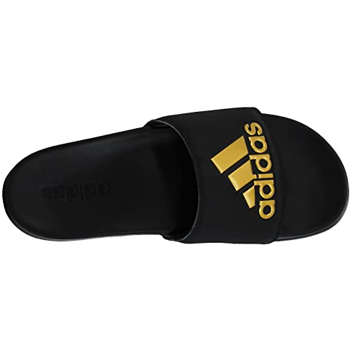 adidas Women's Adilette Comfort Slides, Core Black/Gold Metallic/Core Black, 6