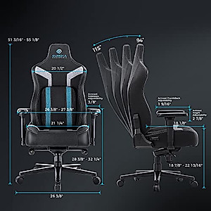 EUREKA ERGONOMIC Python Gaming Chair, Computer Gamer Chair with Lumbar Support, High Back Office Chair 4.7in Seat Thicker Cushion, Most Comfortable Home Office Chair for Back Pain Women, Men（Blue）