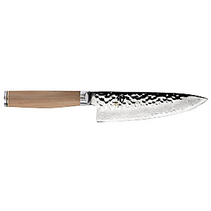 Shun Premier Blonde 6" Chef's Knife, Handcrafted Japanese Kitchen Knife, VG-MAX Core with Damascus Stainless Steel Cladding, Pakkawood Handle, Chef Knife for Professional and Home Chefs