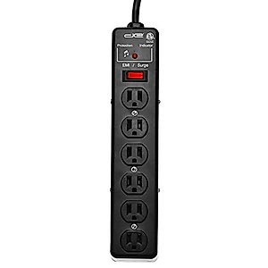Digital Energy EMI Sound Filter/Noise Reducer - 15 Foot Long 14/3 Cable - 6 Outlet Metal Body Surge Protector Power Strip | 1200 Joule, Heavy Duty Construction