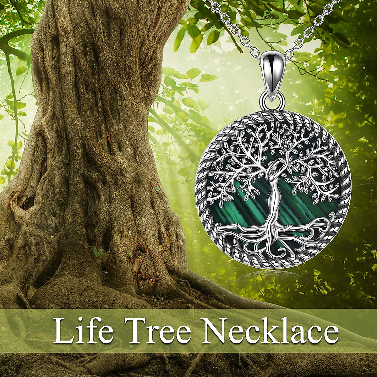 ONEFINITY Malachite Tree of Life Necklace Sterling Silver Malachite Tree of Life Pendant Jewelry for Women Gifts