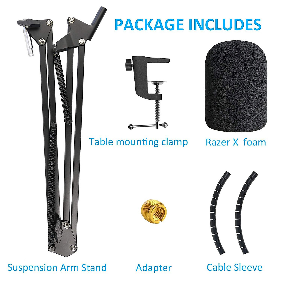 Razer Seiren X Mic Stand with Pop Filter - Mic Boom Arm and Windscreen Foam Cover Compatible with Razer Seiren X Streaming Microphone by YOUSHARES