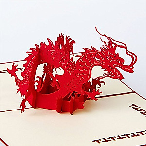 HUNGER Handmade 3D Pop Up Chinese Dragon Birthday Cards Creative Greeting Cards Papercraft