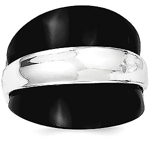 925 Sterling Silver Band Surrounding Black Onyx Bands Ring Size 8