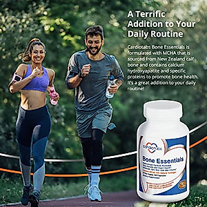 Cardiotabs Bone Essentials with MCHA & Collagen, Calcium Supplement w/ Calcium Hydroxyapatite for High Absorption, Bone Density and Heart Supplement w/ Vitamins, Minerals & Proteins, 120 Capsules