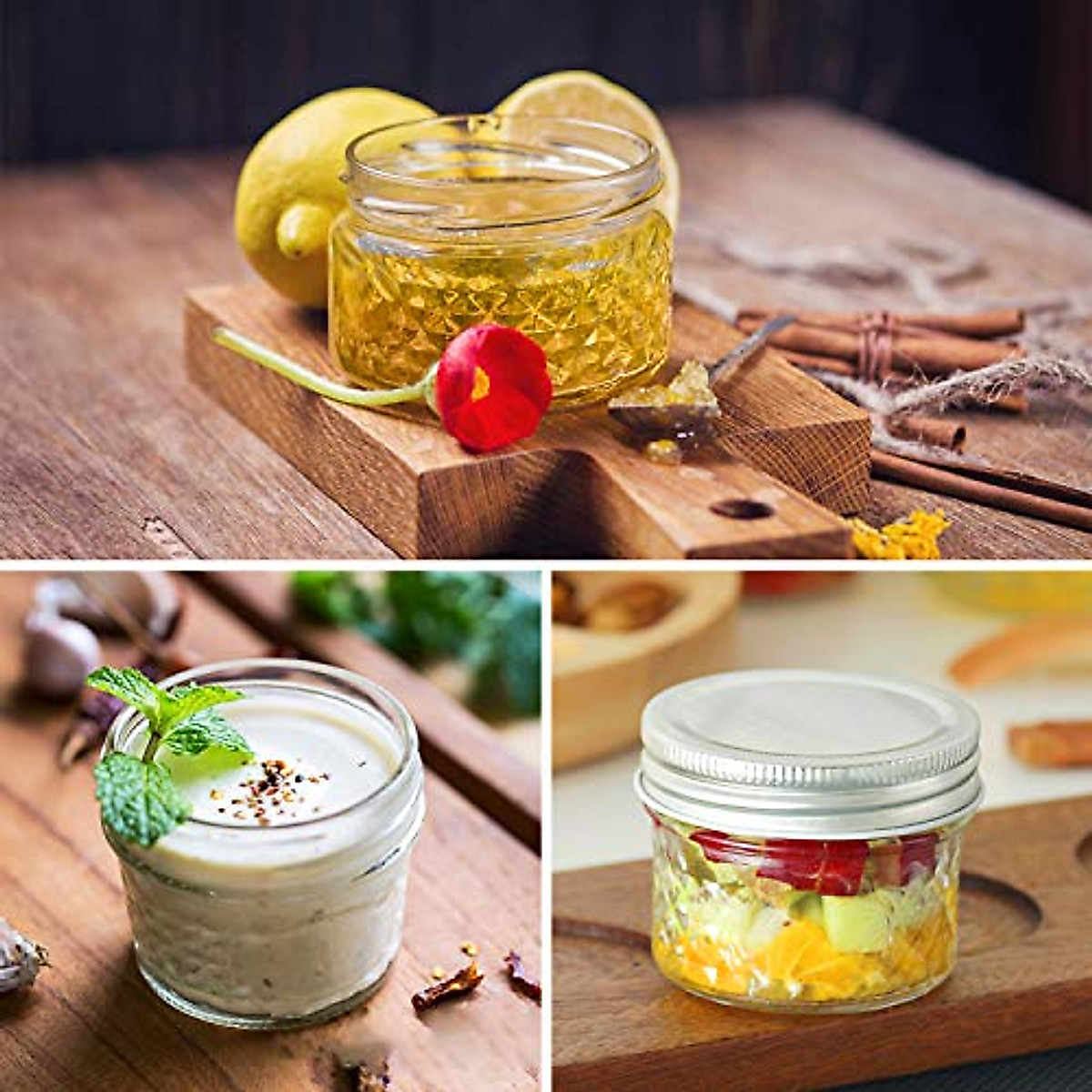 SPANLA Small Mason Jars with Lids, 40 PACK Canning Jars 4 oz Mini mason jars with Lids and Bands 4 oz Glass Jars Ideal for Jelly Jam, Honey, Wedding Favors, DIY Spice Jars