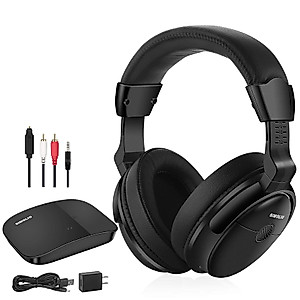 SIMOLIO 2.4GHz Wireless Headphones for TV with Spare Battery, Optical, RCA and AUX Audio Output Supported