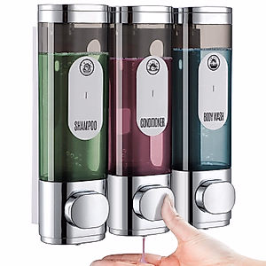 Shampoo and Conditioner Dispenser,Lanrritoire Shampoo Dispenser for Shower no Drill Wall-Mounted,Shampoo and Body wash Dispenser for Bathroom,Shower soap Dispenser Wall Mounted,3 * 300ml