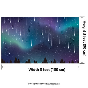 Fabric Night Sky Star Backdrop Shooting Star Aurora Party Decoration Universe Galaxy Constellation Celestial Photo Backgound Twinkle Little Star Photo Booth Wedding Baby Shower Birthday Party Supplies