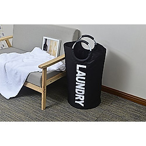 ZHOUDUN ZD-WD3-008-BLACK 82L Large Heavy Duty Laundry Basket Collapsible Non-Slip Padded Laundry Bag With Handles Waterproof Collapsible Fabric Washing Laundry Hampers For Bedroom Dorm Travel