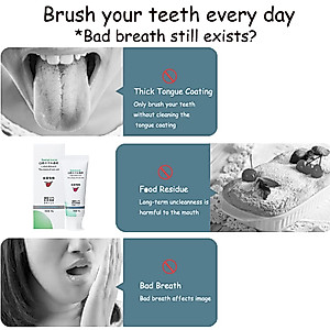 Tongue Cleansing Gel, Tongue Cleaner Brush Kit, Tongue Scraper, Scrubber, Fight Bad Breath, Oral Deodorant, Fresh Mint, Mouth Odor Eliminator, Mild and Non-irritating (Set of 1)