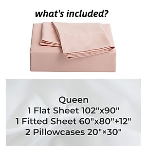 Mohap Bed Sheet Set 4 Pieces Double Brushed Microfiber 1800 - Breathable Cooling Luxury Soft Bedding - Queen Pink