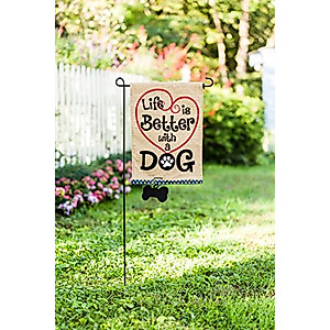Evergreen Life's Better with A Dog Burlap Flag | 18 x 12.5 inches | Indoor Outdoor Weather Resistant | Puppy Pet Home House Garden Décor