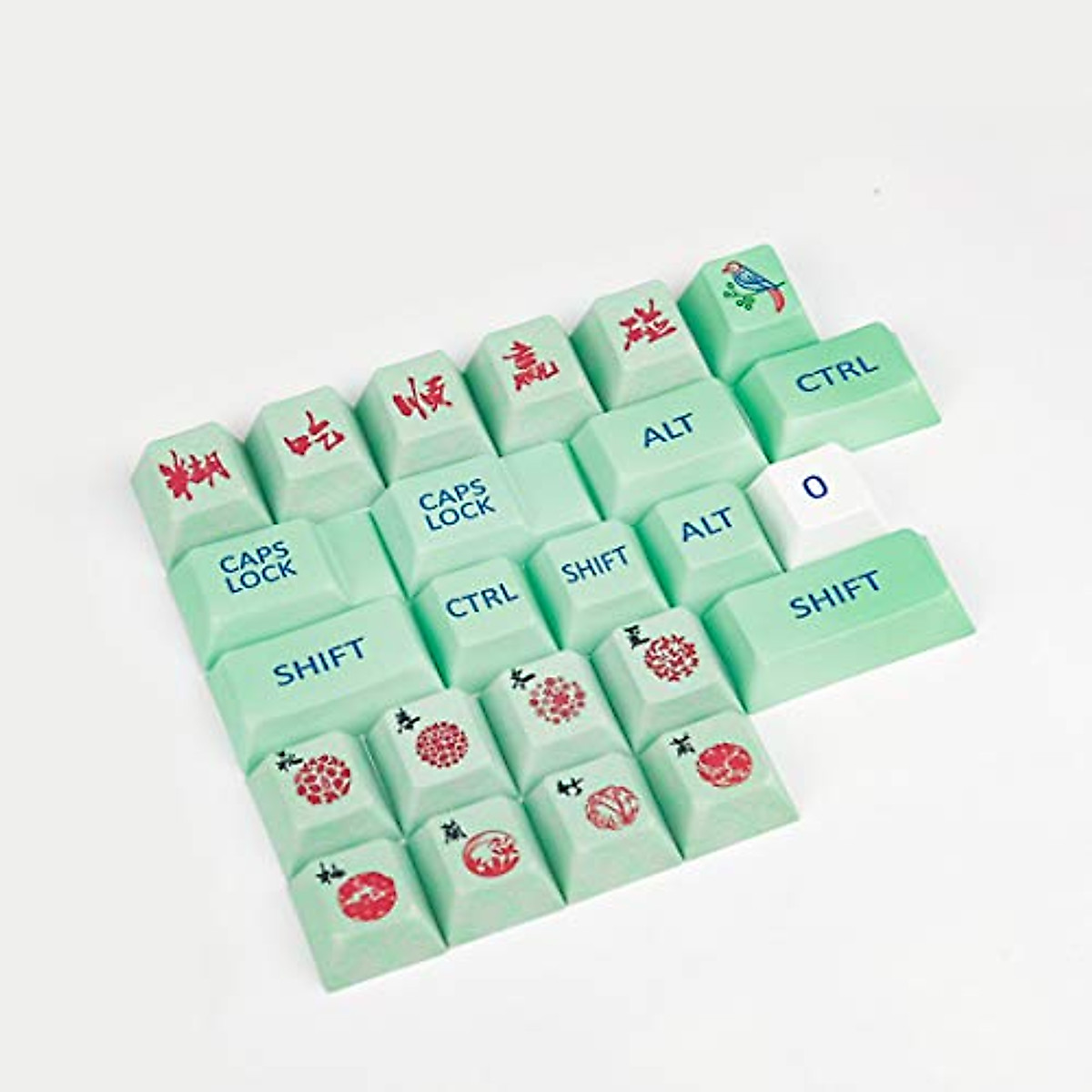 Mahjong Style PBT Dye-sub Keycaps with Puller for 61/64/87/96/104 Keys GH60 RK61 Matrix Joke Custom Mechanical Gaming Keyboard