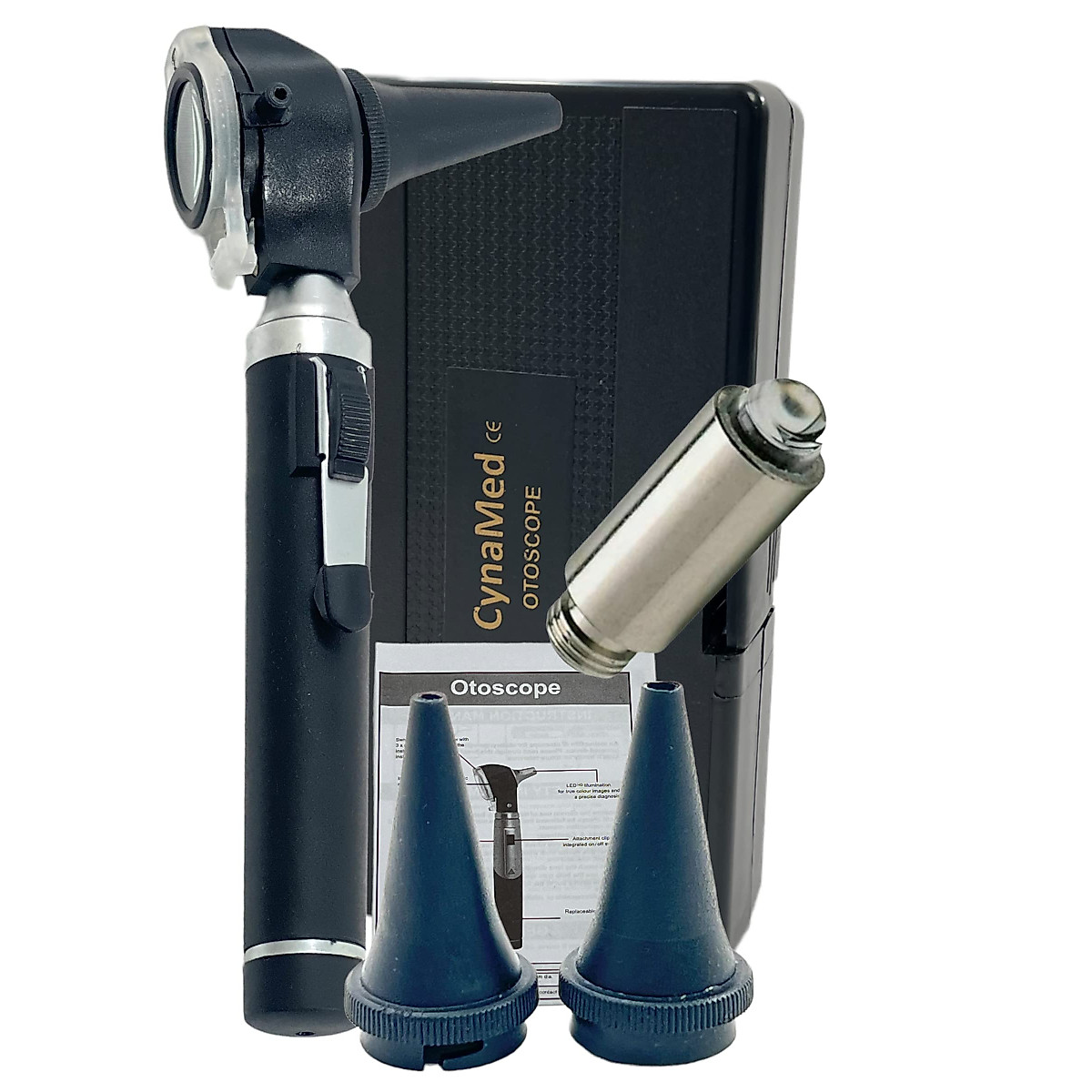 LED Otoscope Otoscope KIT Set 3.5V Plus Extra Specula Plus Extra Bulb LED Otoscope Otoscope Set with Hard LED Otoscope Student Home USE Cynamed