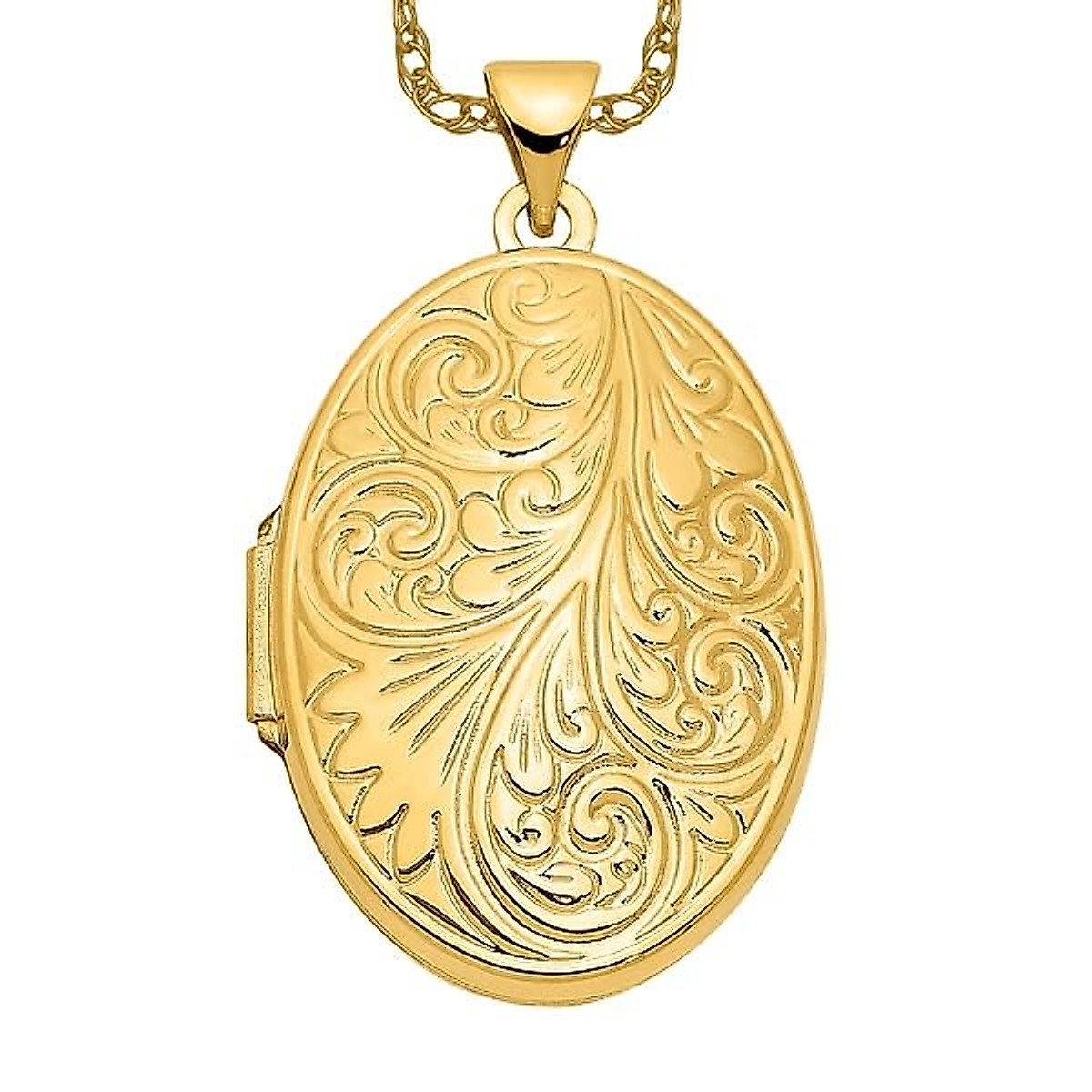 IceCarats 14K Yellow Gold Oval Personalized Photo Locket Necklace Charm Pendant 33.5mm x 19.65mm Only