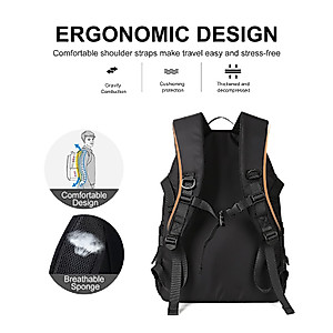 Simple Mens Backpacks for Working with Laptop Compartment,Camping Rucksack School Backpack Bookbag for Men College Students,Lightweight Durable Hiking Travel Computer Bag Fits 15.6 Inch Notebook,Black