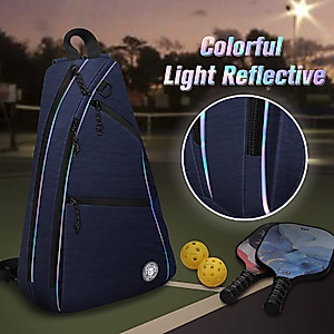 GIGAPOWER Pickleball Bag | Men's and Women's Pickleball Backpack | Adjustable Sling Bag | Reversible Crossbody Sports Backpack with Colorful Light Reflective, Navy