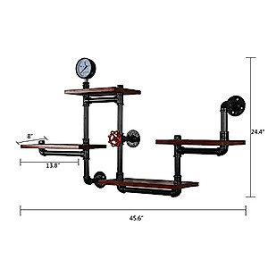 YIYIBYUS Floating Shelves Wall Mounted, Rustic Wood Wall Storage Shelves Hanging Shelf for Bedroom, Living Room, Bathroom, Kitchen, Office Display Decor Black