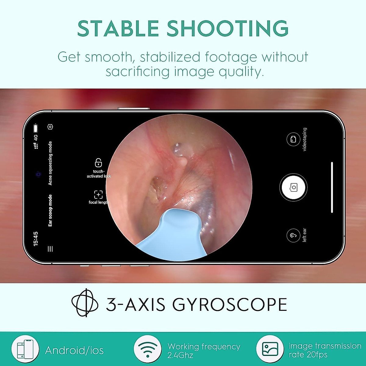 Earwax Camera Ear Camera Otoscope Cleaner, Oxbird 1080P Wireless Ear Wax Removal Kit Smart Ear Cleaner with Camera and Light for iPhone, Ipad & Android Smart Phones (Black)