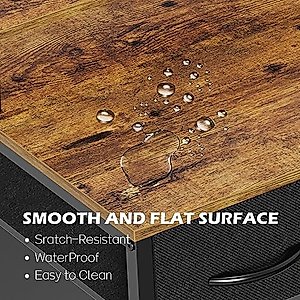 SUPERJARE L Shaped Gaming Desk with LED Lights & Power Outlets, Reversible Computer Desk with Shelves & Drawer, Corner Desk Home Office Desk, Rustic Brown