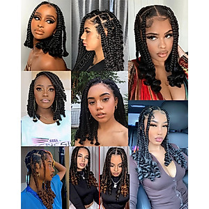 7 Packs 10 Inches Goddess Box Braid Crochet Hair with Toni Curl Ends for Black Women,Mother and Baby Kids - Ombre Gray, Bohemian Box Braids Crochet Hair (105 Strands,T1B/Gray)