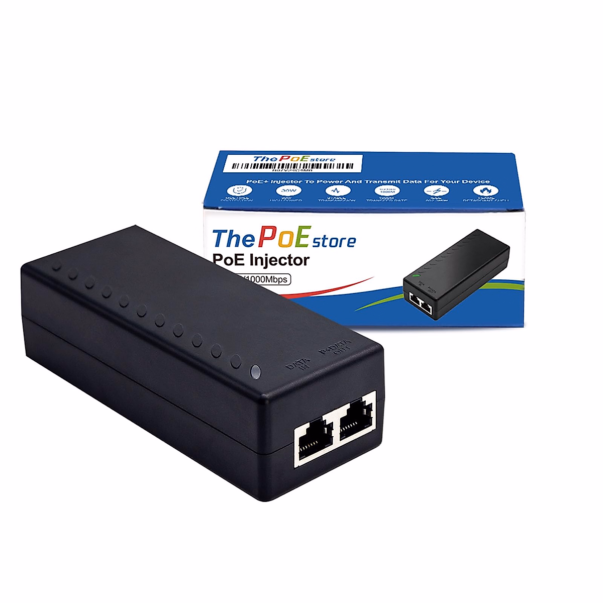 Gigabit PoE+ Injector Adapter - 30W 48V Power Over Ethernet Plus - 10/100/1000Mbps IEEE 802.3af/at Compliant - Up to 100 M (328 ft) Range, by ThePoEstore
