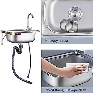 Stainless Steel Sink utility sink single bowl wall mount utility sink Commercial Wall Mount Hand Basin for Restaurant, Kitchen and Home kitchen sink and faucet combo set ( Size : 52*38*20cm/21*15*8in