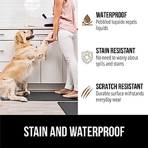 Gorilla Grip Set of 2 Anti Fatigue Cushioned Waterproof, Stain and Scratch Resistant Kitchen Floor Mats, Ergonomic Standing Office Desk Mat, Supportive Padded Memory Foam Rugs, 17x24 + 17x48 Charcoal