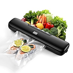 Vacuum Sealer Machine,Kitchen in the box Food Sealer Machine for Food Storage,Dry/Wet/Seal/Vac/External Vac Modes & 5 Sealing Temperatures,Automatic Air Sealer with 15Pcs Vacuum Seal Bags,Black