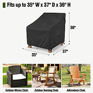 MR. COVER Outdoor Chair Covers Waterproof, Patio Furniture Covers for Rocking Chair, Fits up to 35W x 37D x 36H Inches, Air Vent and Handles Included, Black, 2 Pack