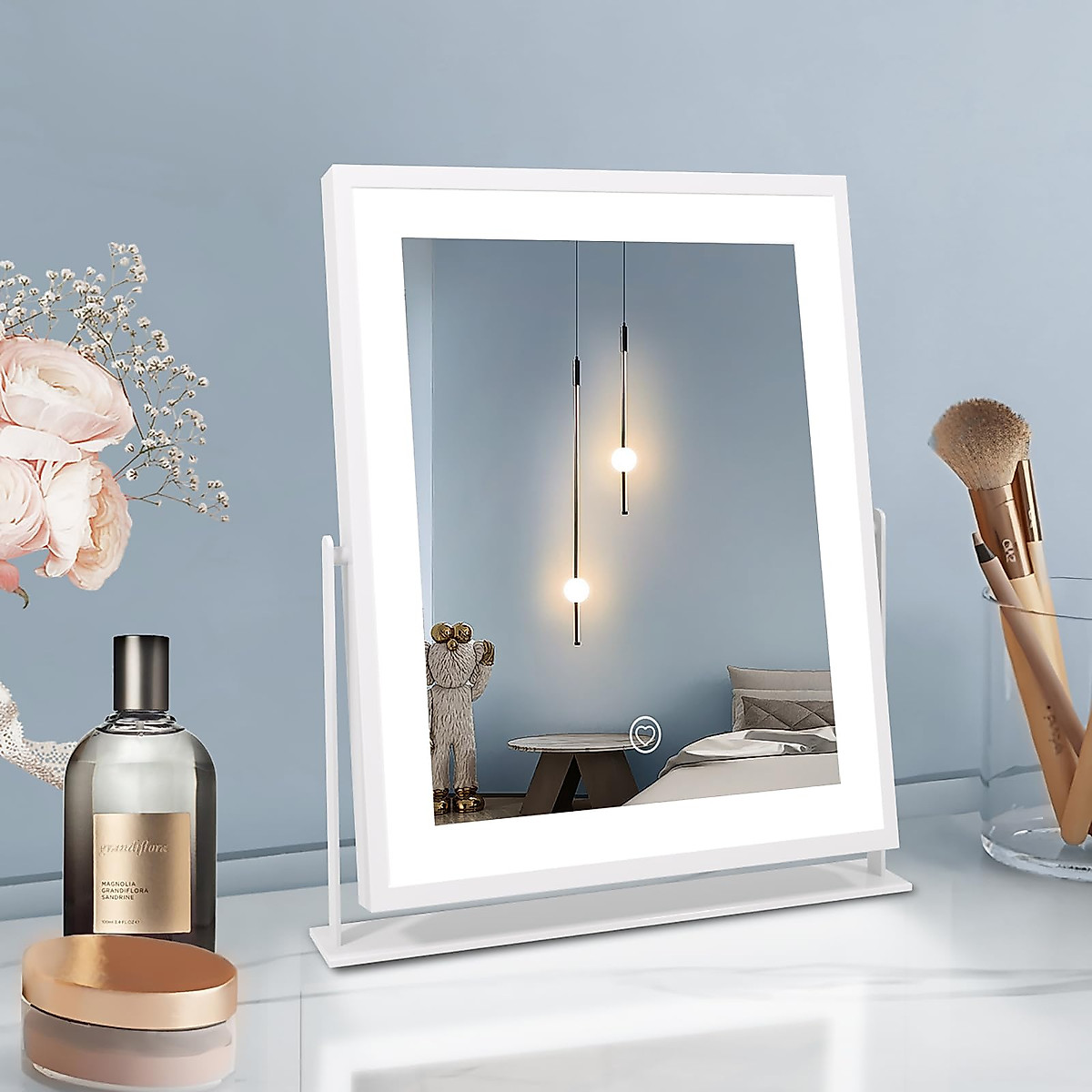 Beelux Vanity Mirror with Lights, New Hollywood Lighted Makeup Mirror with Dimmable Light, Smart Control, Memory, Adjustable Warm White/Natural/Daylight, Birthday Present, 360°Rotation (12 in. White)